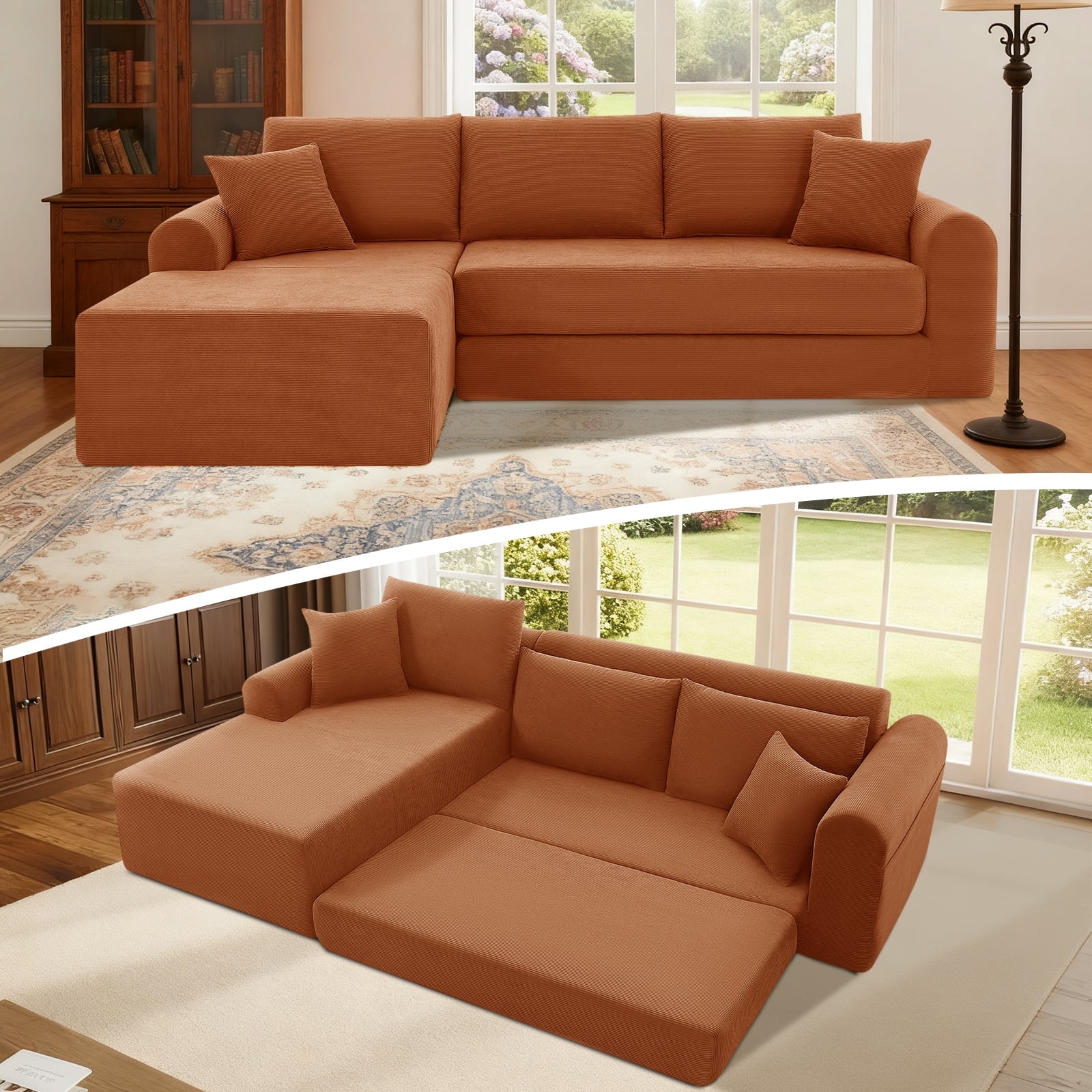 VFD Modular Sectional Couch in a Box 103" L Shaped Boneless Cloud Couch ...