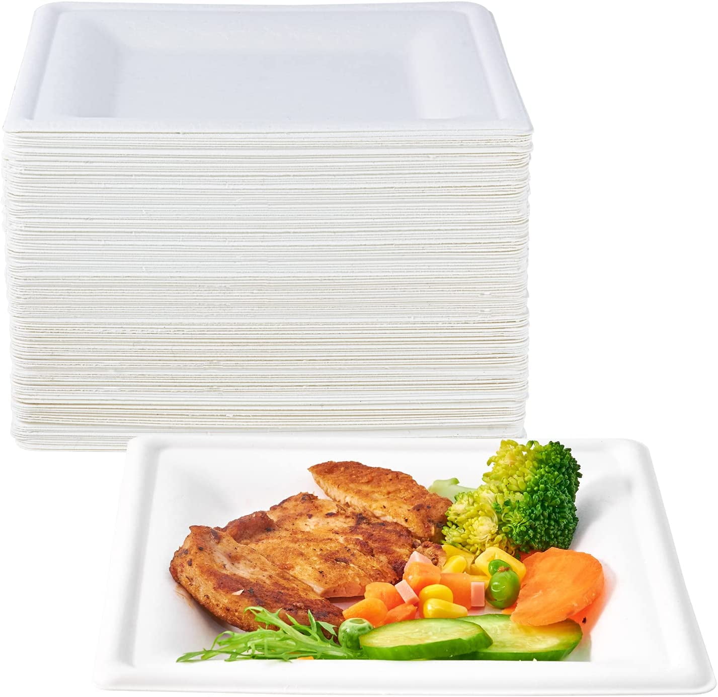 VFDTBUHN 150 Piecs Compostable Square Plates 6 inch Eco-friendly Heavy ...