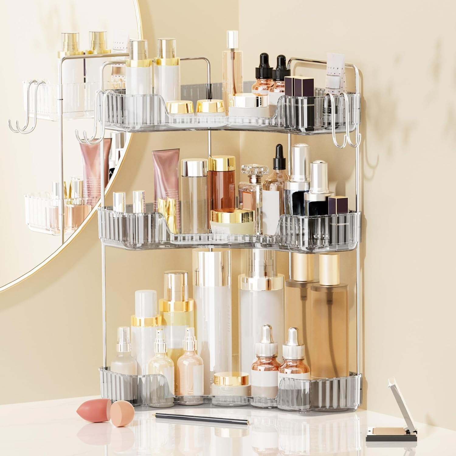 VFDTBUHN 2 Tier Corner Bathroom Organizer Countertop Plastic Bathroom ...