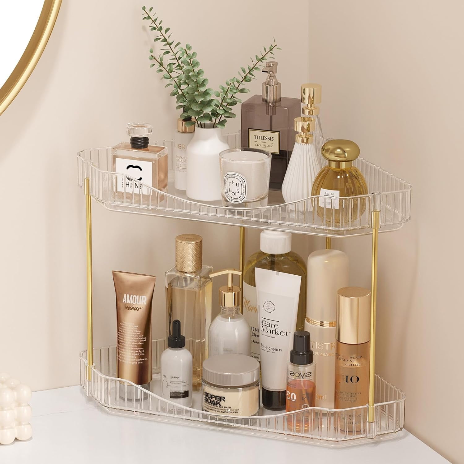 VFDTBUHN 3-Tier Corner Bathroom Counter Organizer Plastic Makeup ...