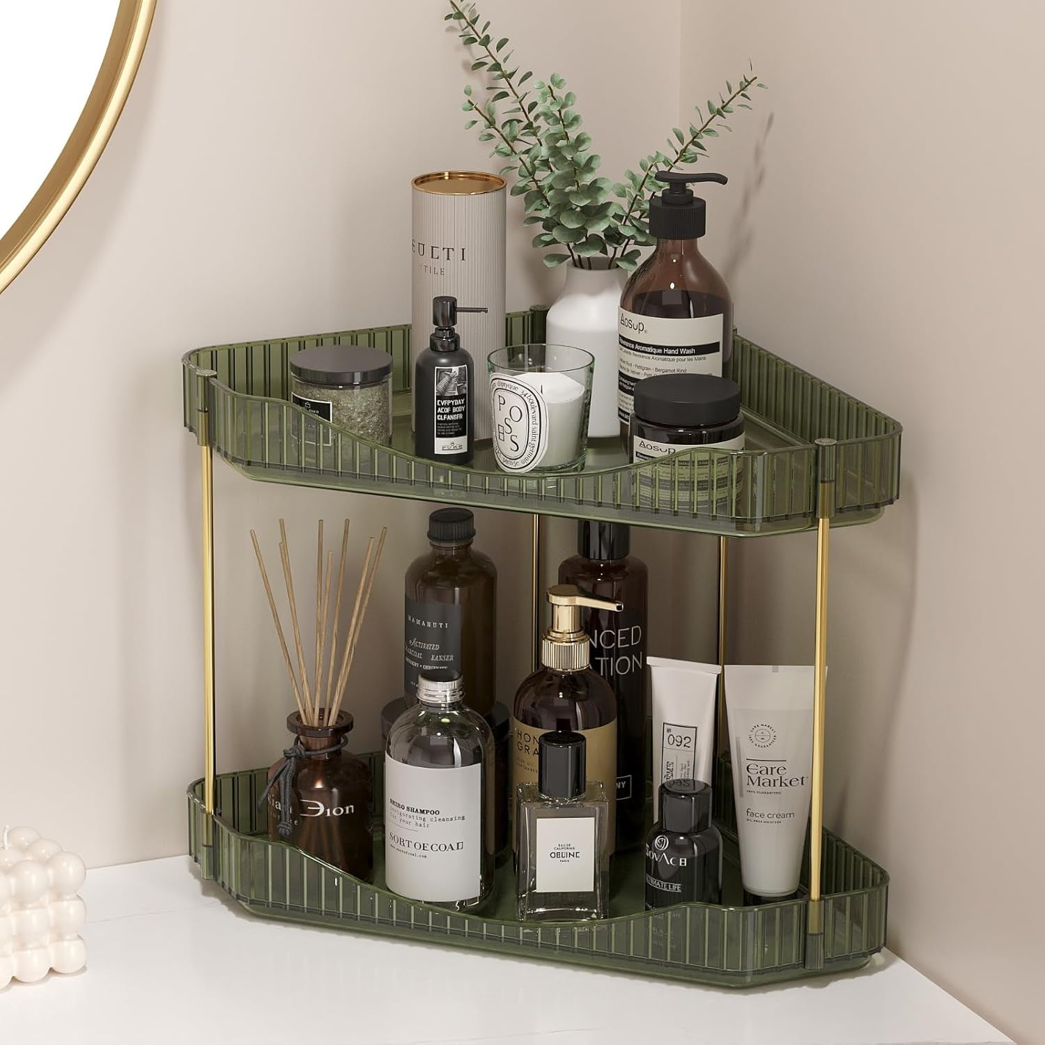 VFDTBUHN 3-Tier Corner Bathroom Counter Organizer Plastic Makeup ...