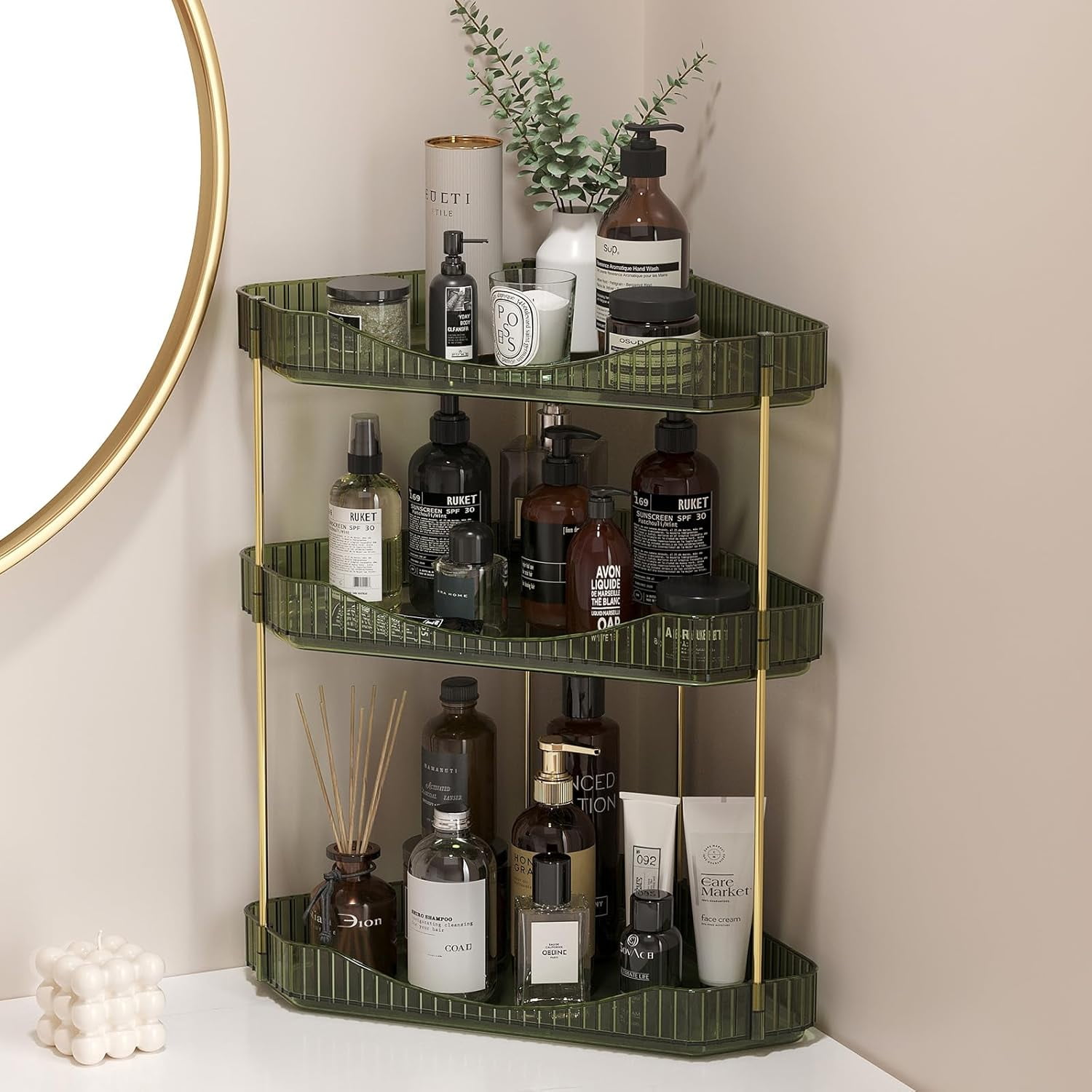 VFDTBUHN 3-Tier Corner Bathroom Counter Organizer Plastic Makeup ...