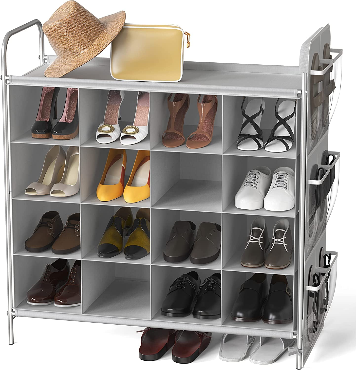 VFDTBUHN 4-Tier 16 Cube Shoe Cubby Rack Organizer Gray - Walmart.com