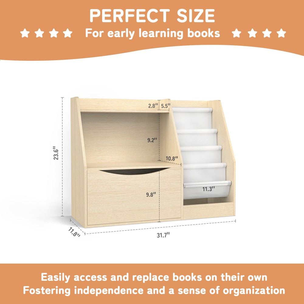 VFDTBUHN 5-Tier Kids Bookshelf Bookcase Display Shelve for Bedroom ...