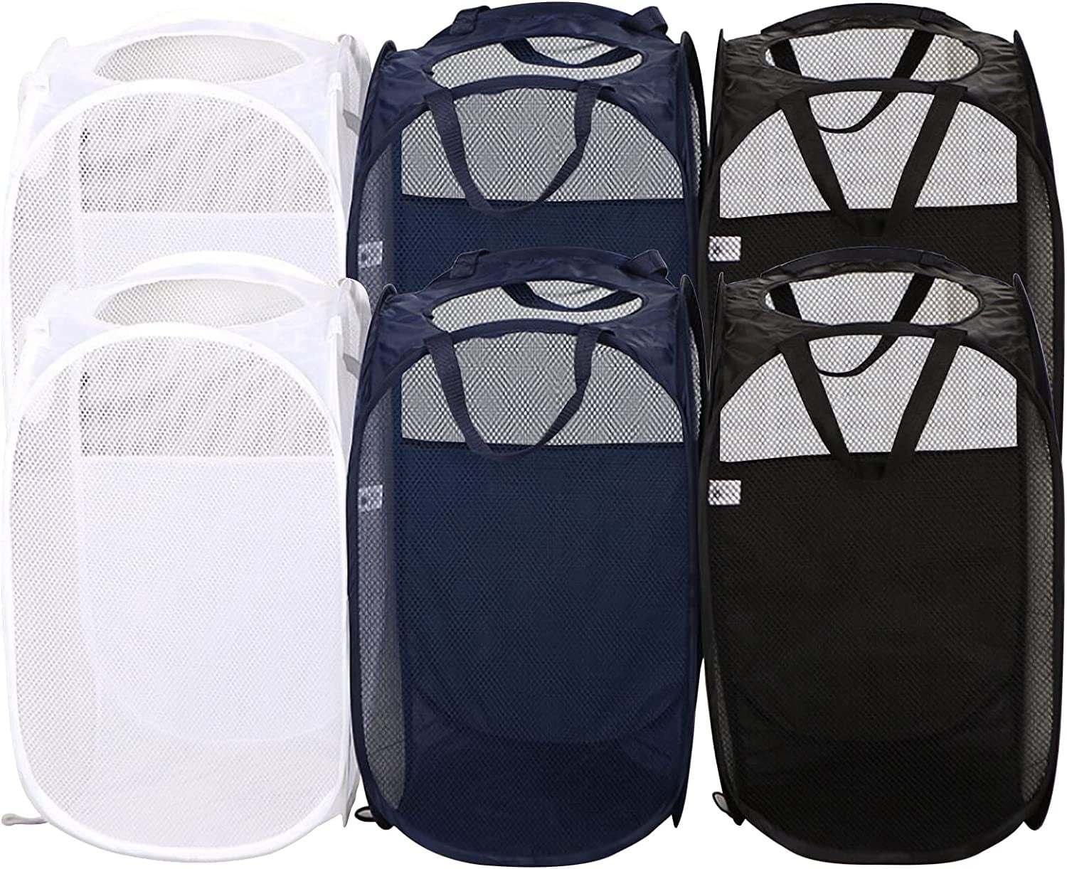 VFDTBUHN 6 Pcs Collapsible Mesh Foldable Hampe (Black/White/Blue) Popup ...