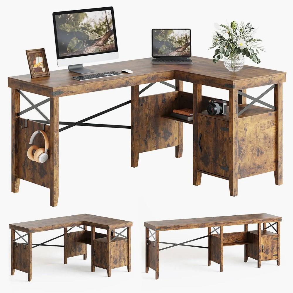 VFDTBUHN 60 Inch Farmhouse L-Shaped Computer Desk - Walmart.com