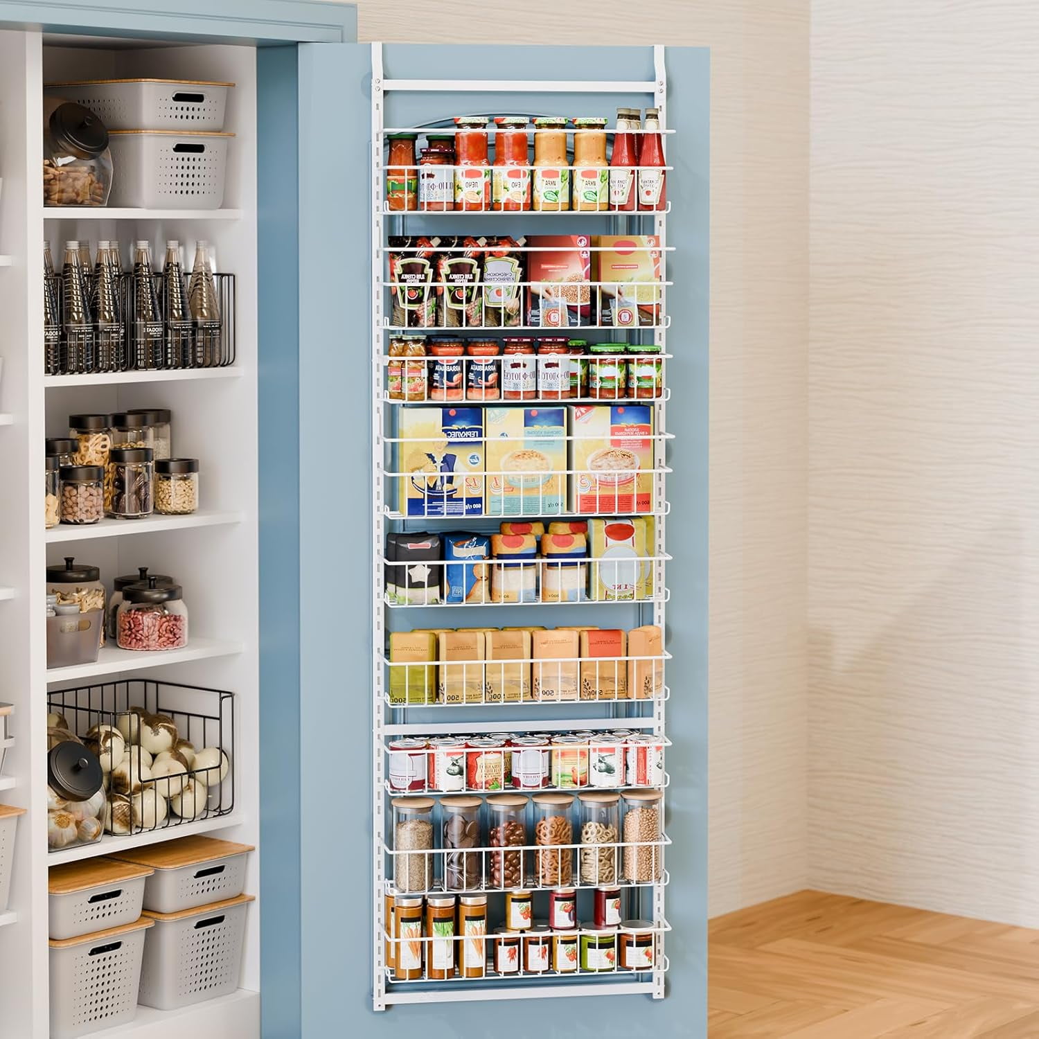 VFDTBUHN 9-Tier Over the Door Pantry Organizer Metal Hanging Spice Rack ...