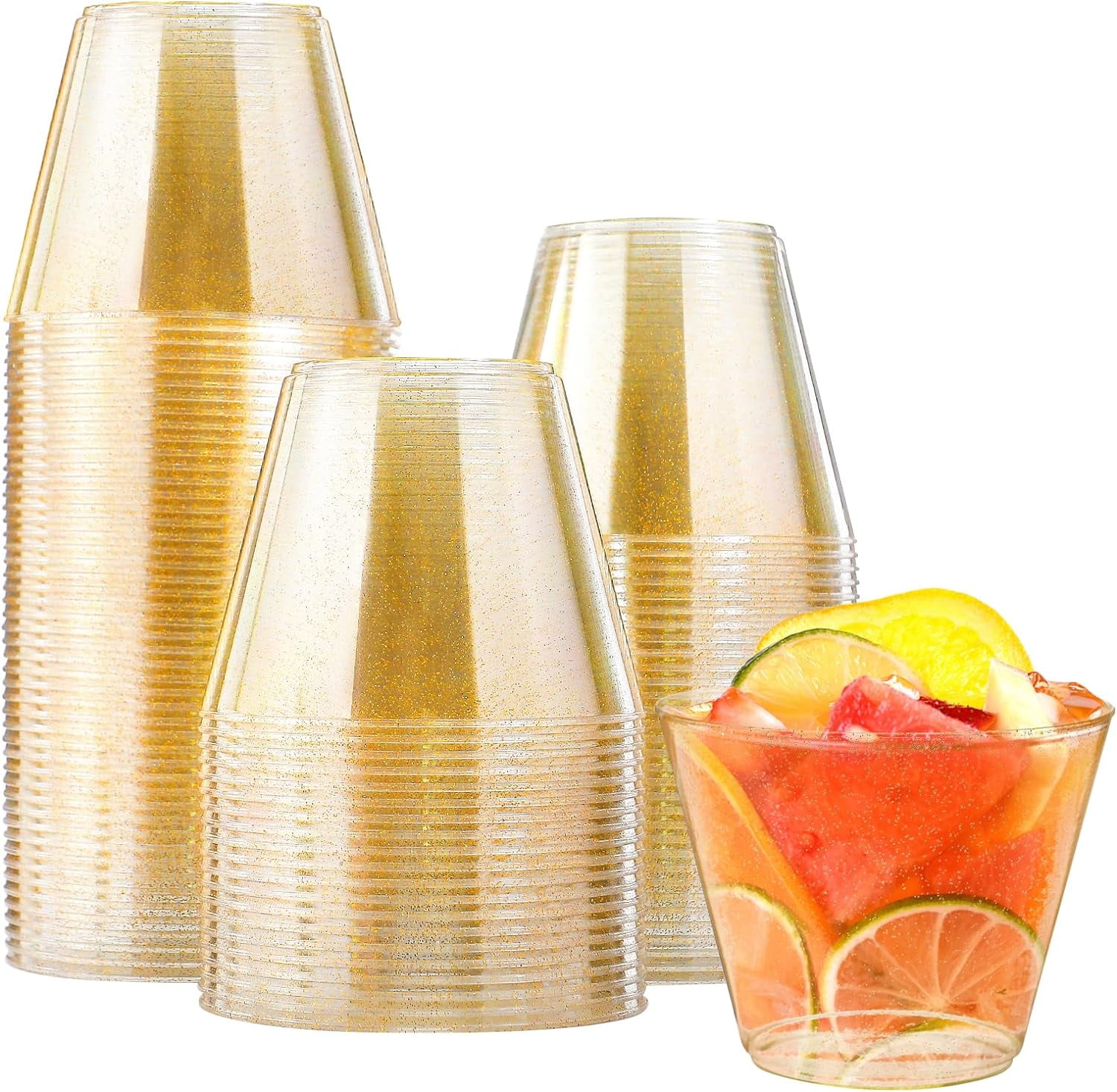 VFDTBUHN 9 oz Clear Plastic Cups 100 Pack Disposable Fancy Cup for ...