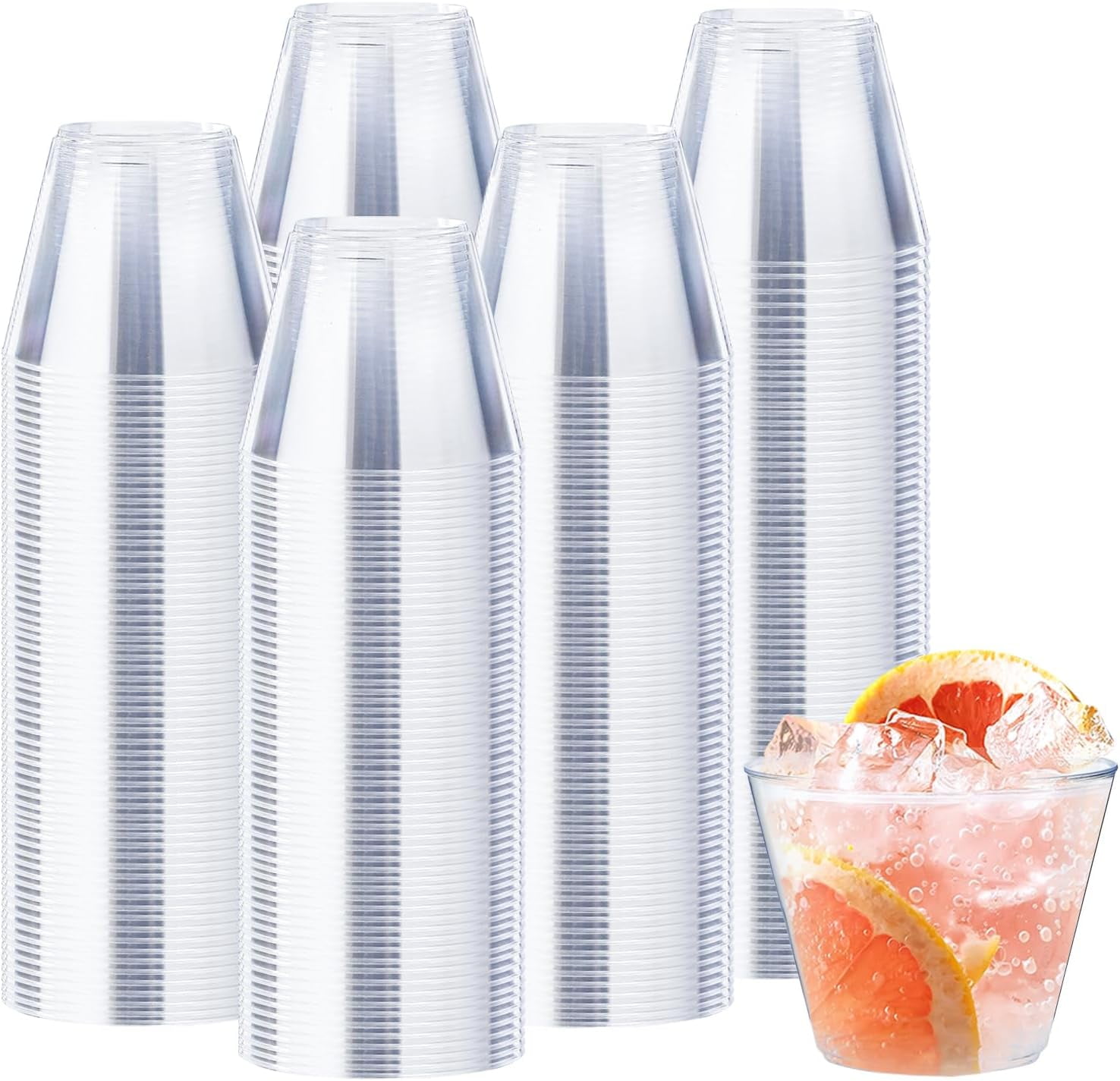 VFDTBUHN 9 oz Clear Plastic Cups 100 Pack Disposable Fancy Cup for ...