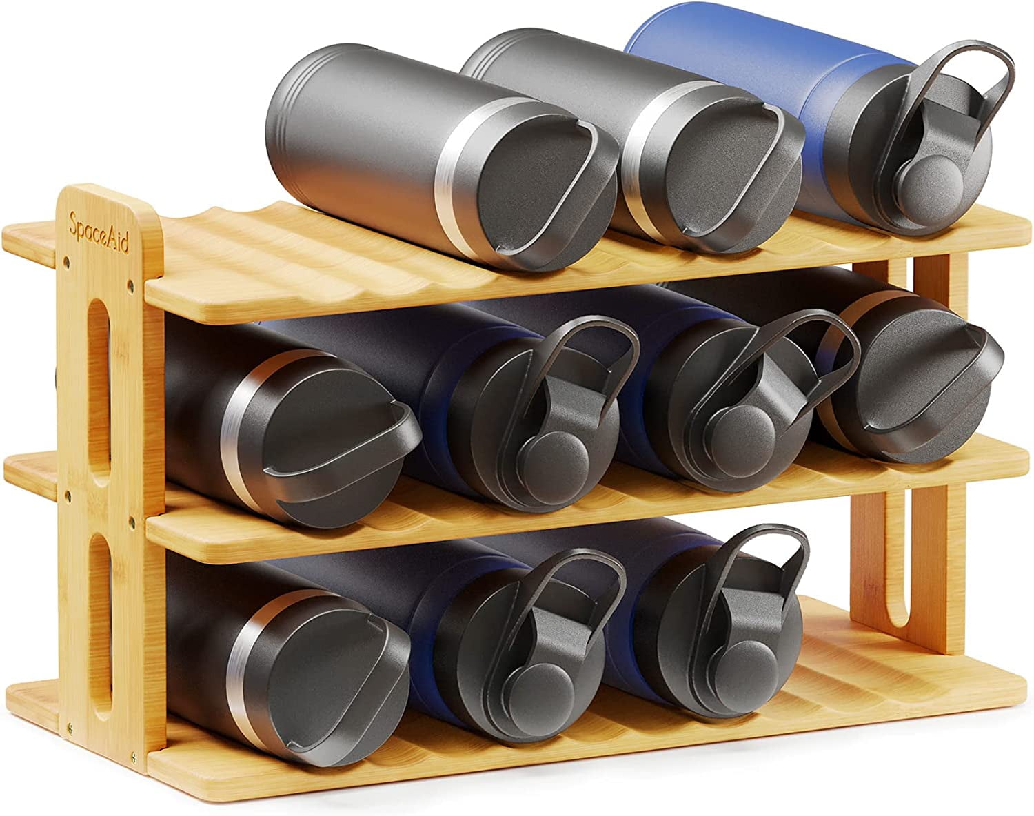 VFDTBUHN Bamboo Water Bottle Organizer with Labels Kitchen Pantry Water ...