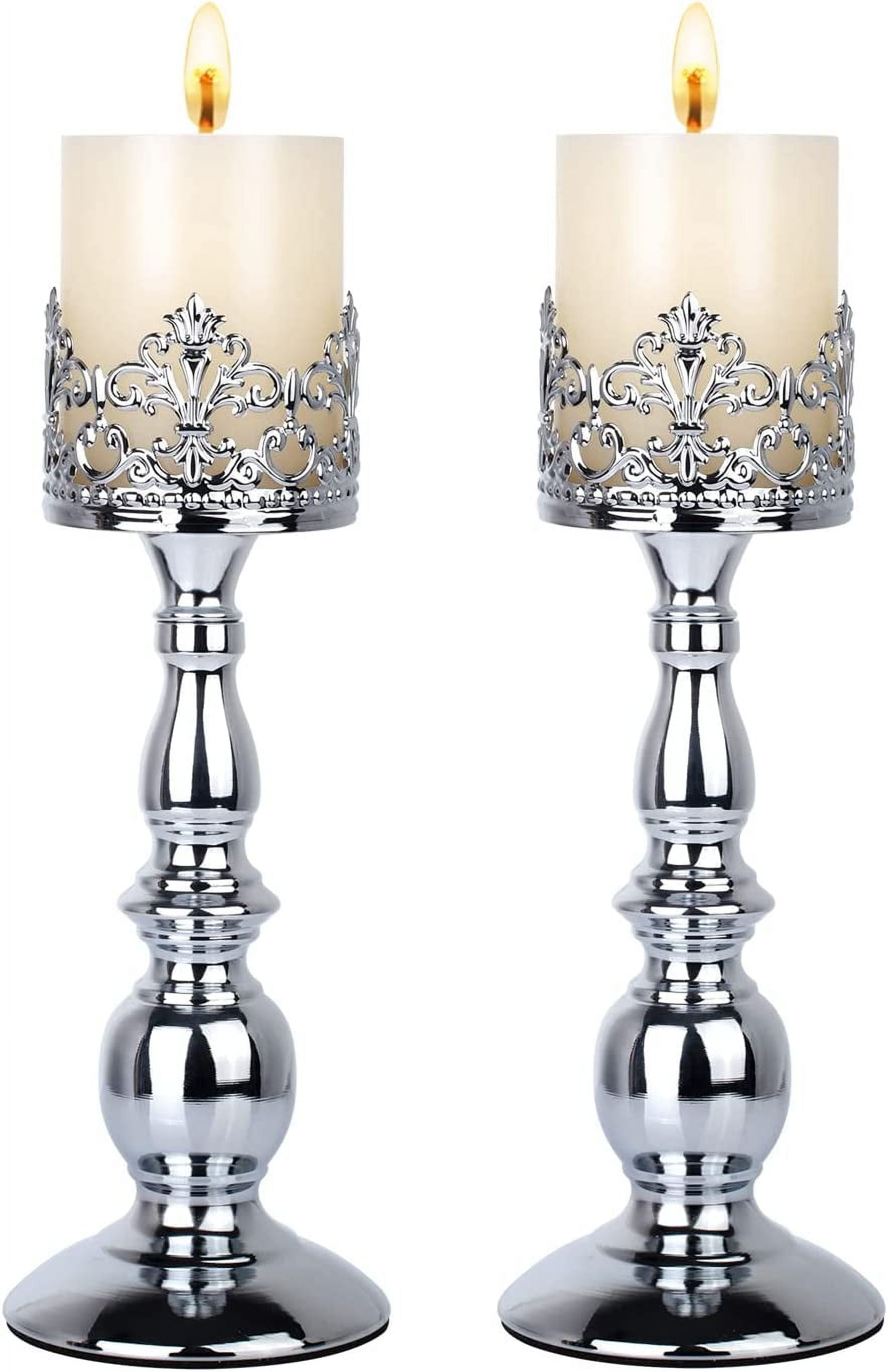 VFDTBUHN Candle Holders for Pillar Candles Gothic Matte Black Vintage Tall Candle Holders ...