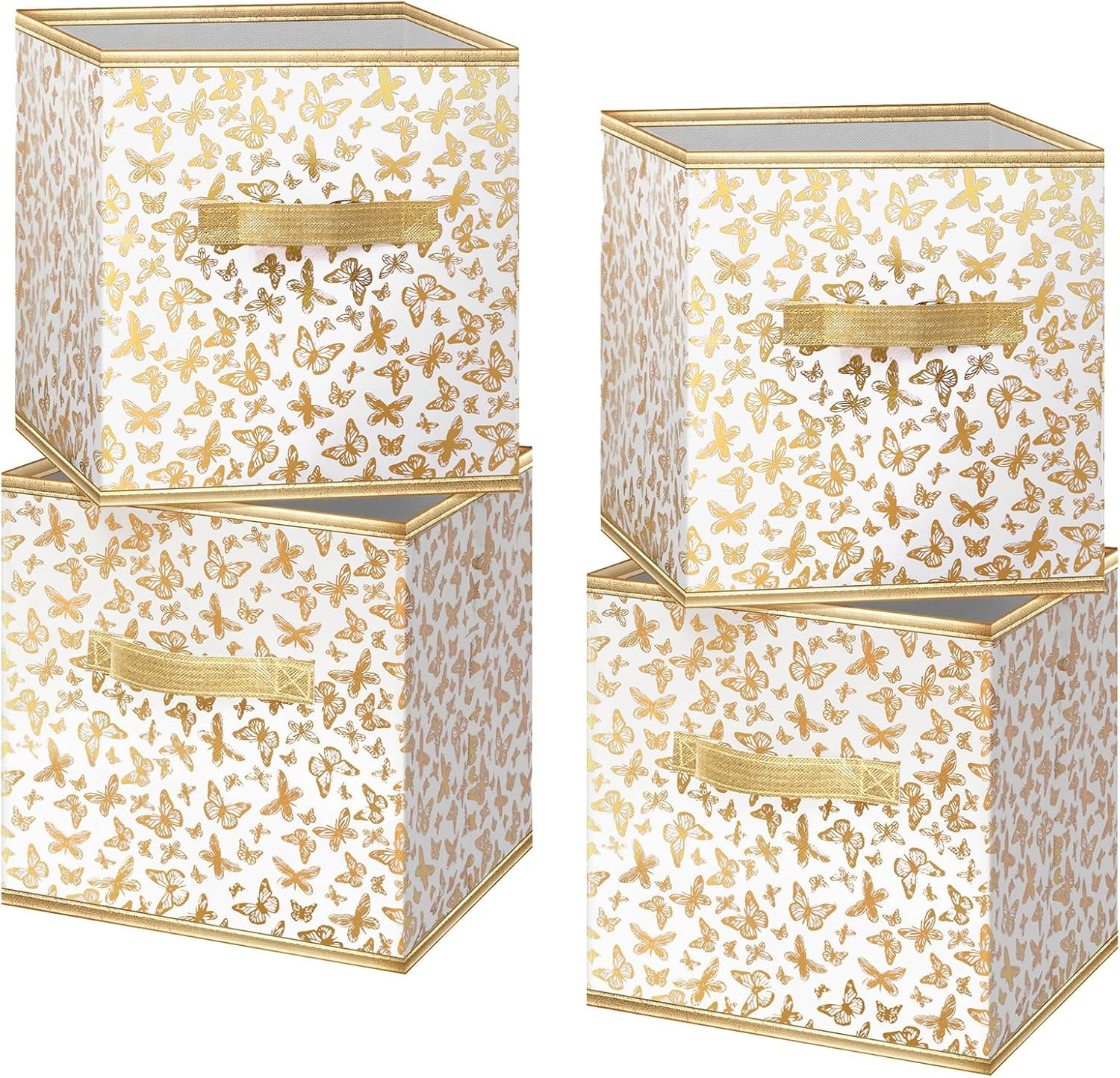 hltyshu Collapsible Storage Cube Bins - Fabric Cubby Organizer Flower ...