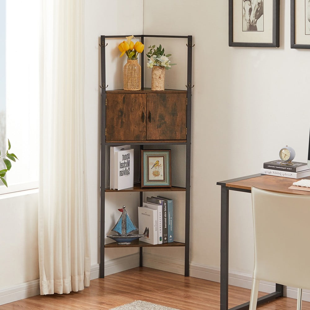 VFDTBUHN Corner Cabinet Tall Storage Shelf with Triangle Wooden Shelves ...