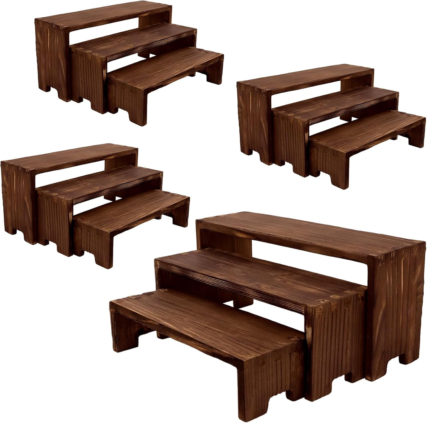 VFDTBUHN Display Wood Risers Wooden Stand 3 Tier Wood Racks Decorative ...