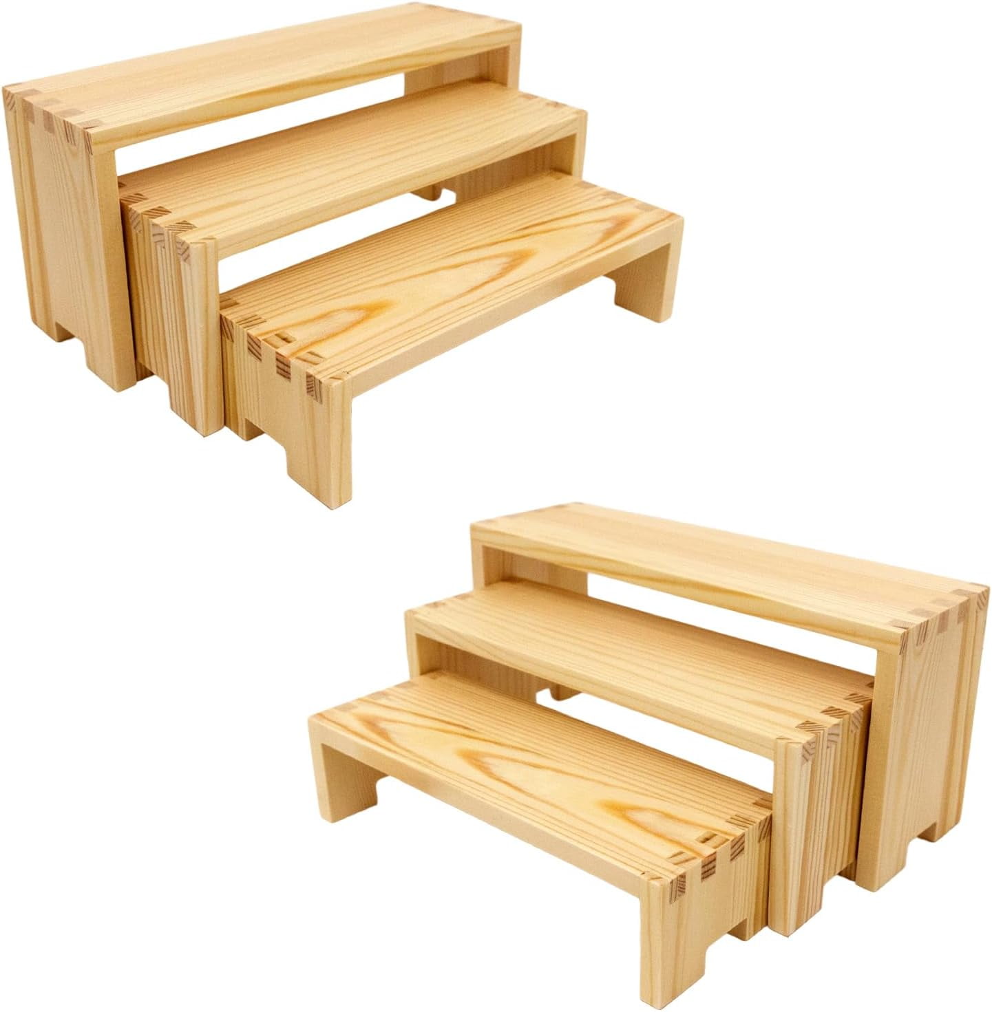 VFDTBUHN Display Wood Risers Wooden Stand 3 Tier Wood Racks Decorative ...