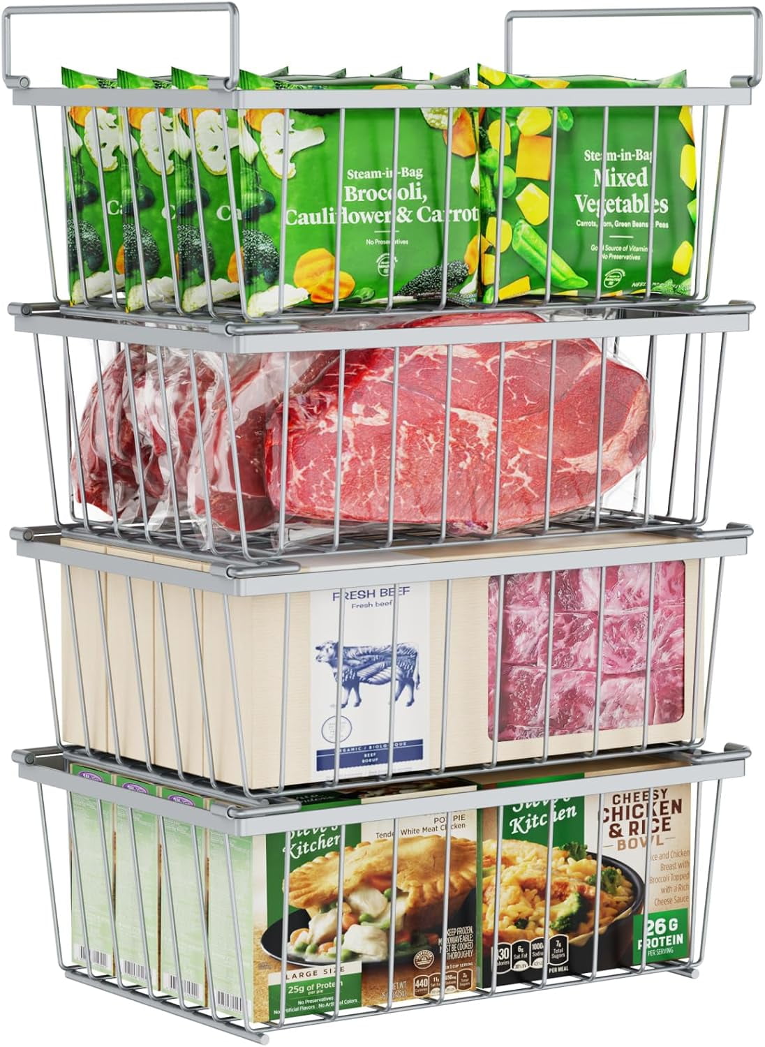 VFDTBUHN Freezer Organizer Bins - 4 Pack Stackable Deep Freezer ...