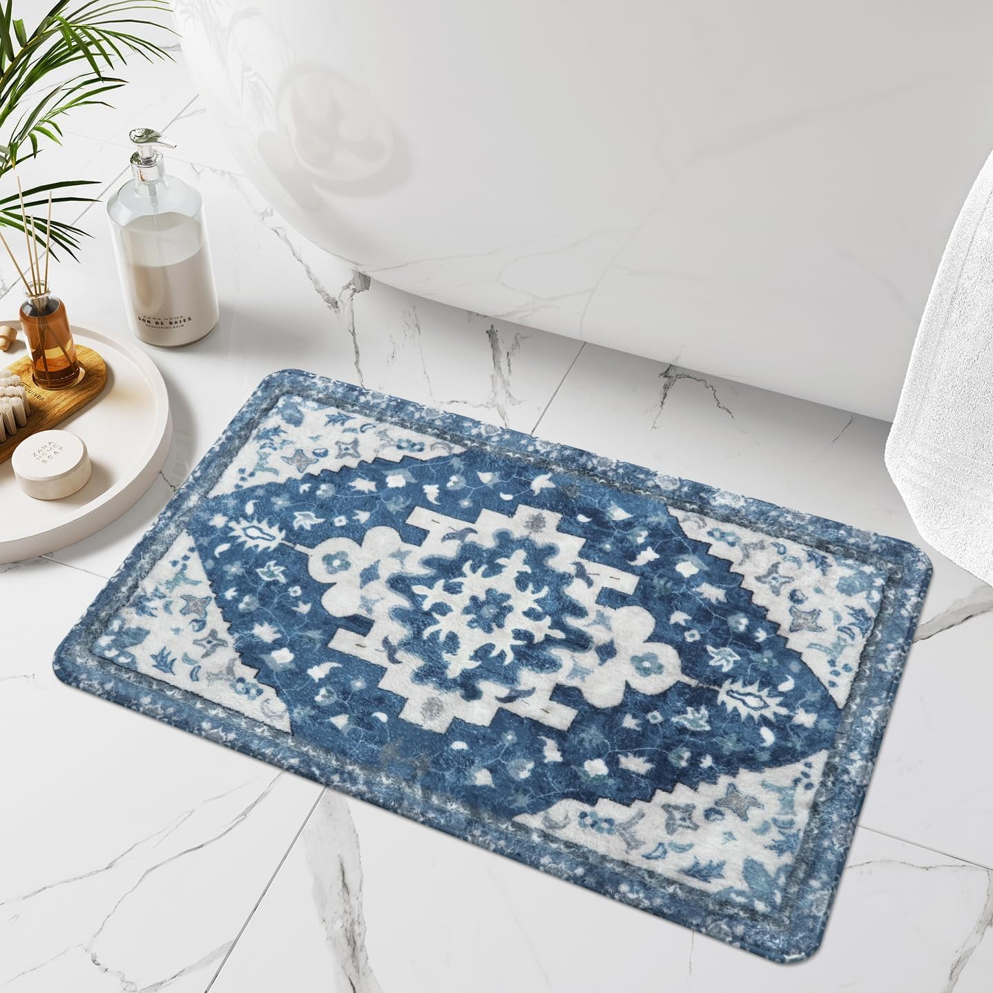 VFDTBUHN KFHDMCV KFHDMCV Boho Vintage Bathroom Rugs Gray Non-Slip Soft ...