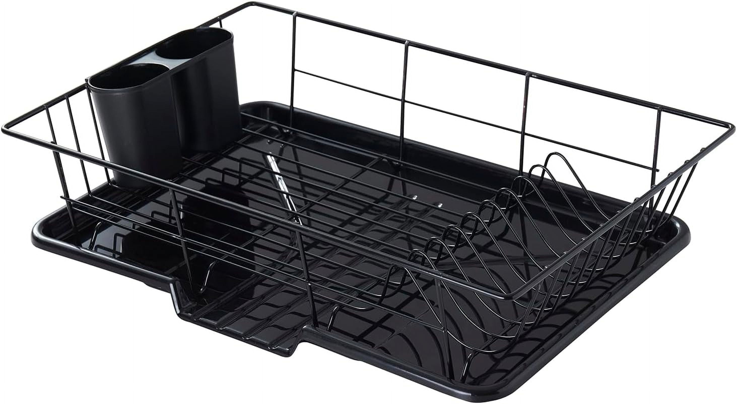 VFDTBUHN Space-Saving 3-Piece Dish Drainer Rack Set with Cutlery Holder ...