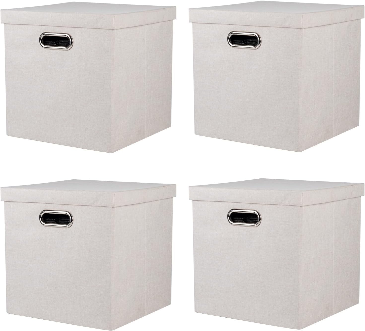 VFDTBUHN Storage Bins with Lids Collapsible Linen Fabric Boxes ...