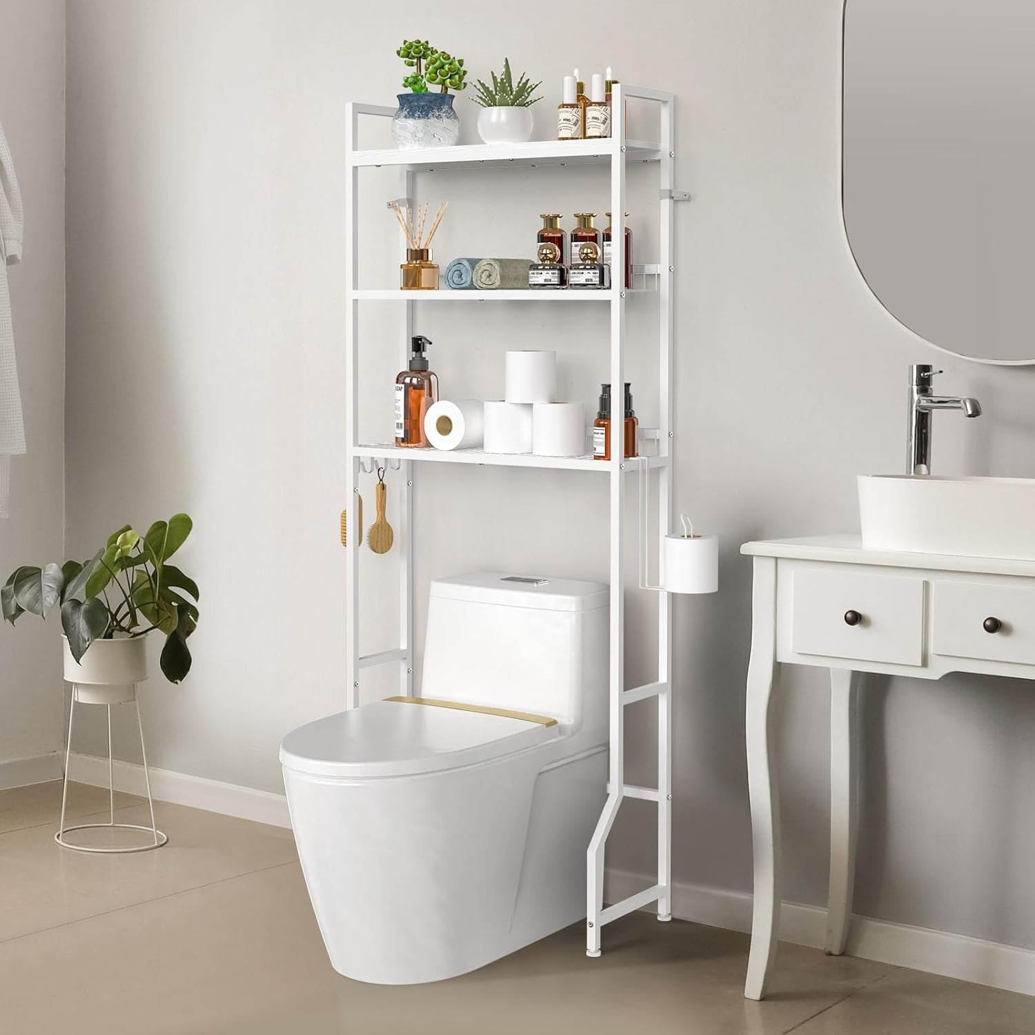 VFDTBUHN Over Toilet Storage Rack 3-Tier Over Toilet Bathroom Organizer ...