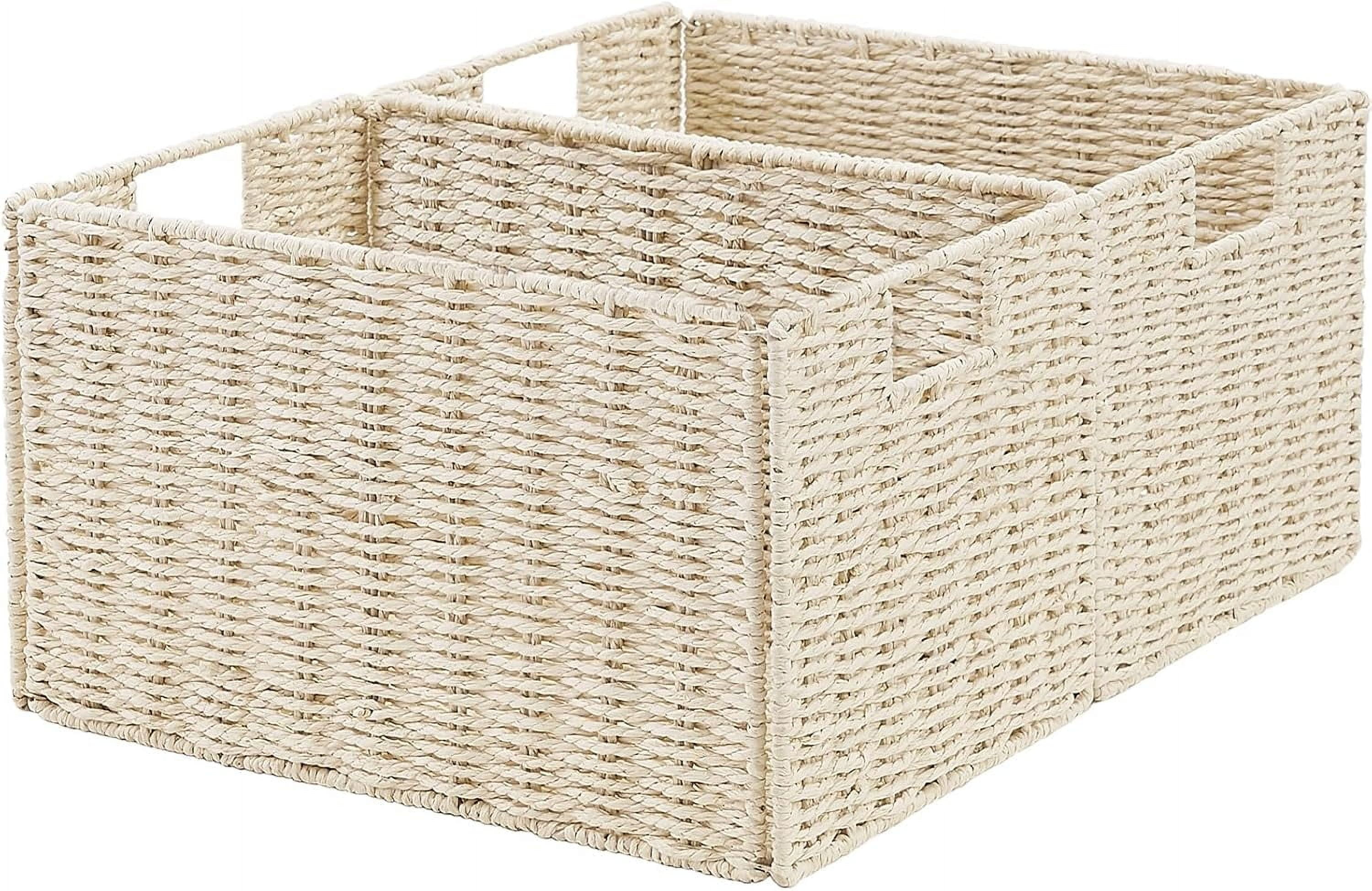 VFDTBUHN Wicker Storage Basket Hand-Woven Paper Rope Wicker Basket ...
