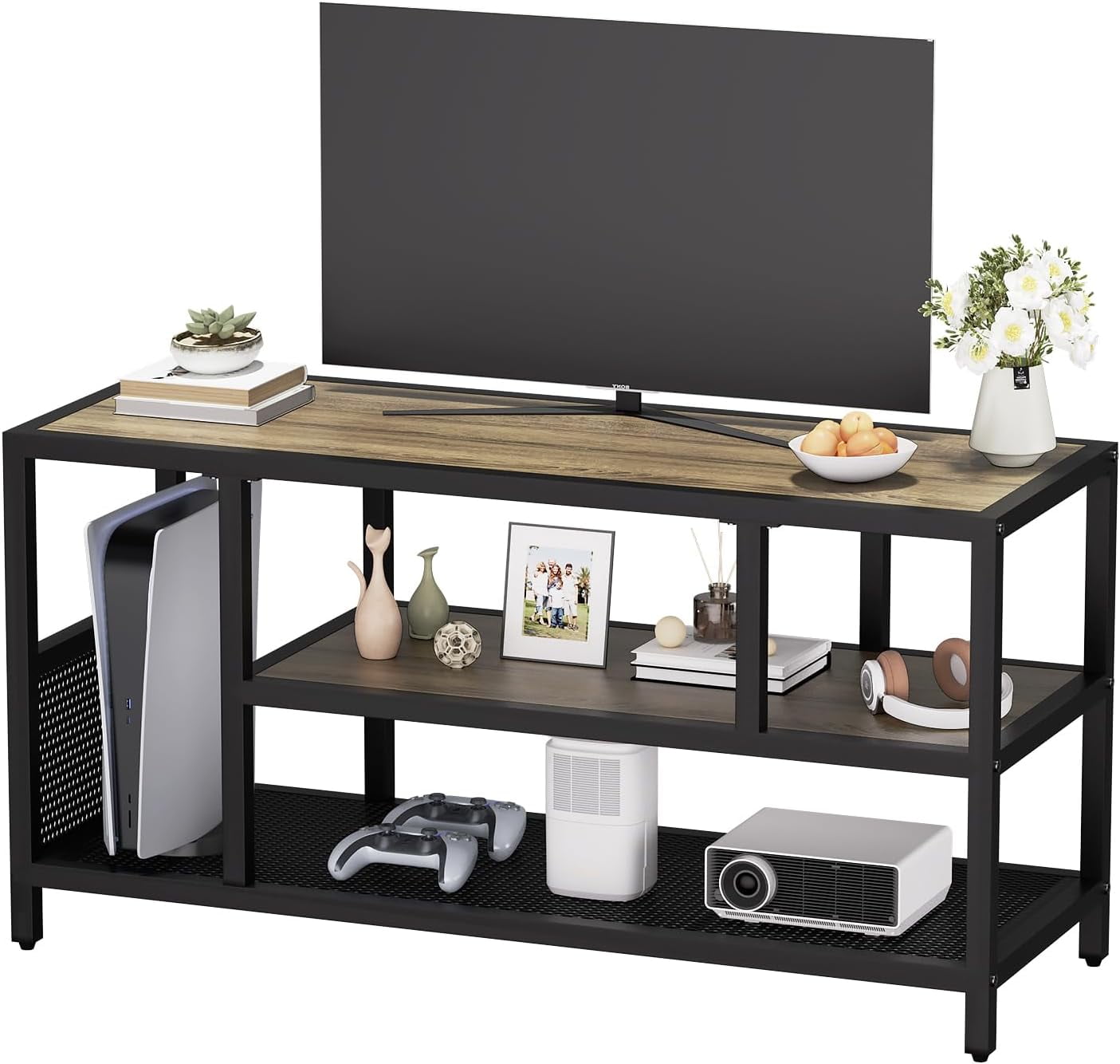 VFK Industrial TV Stand for TV up to 65 inch, TV Cabinet with 2 Tier ...