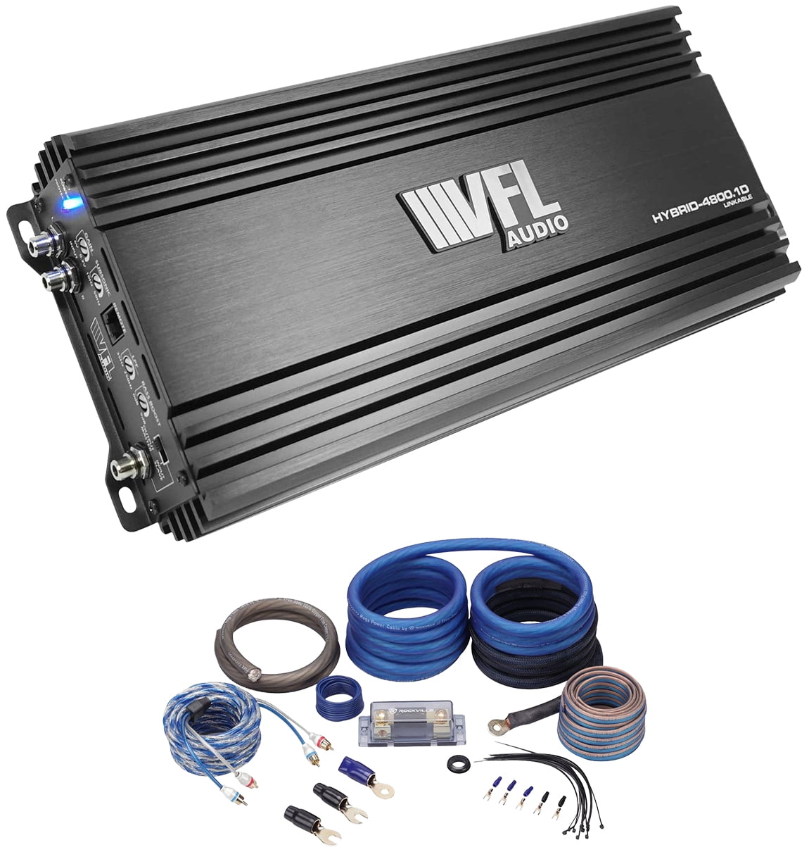 VFL Hybrid 4800.1D 4800 Watt Mono Car Audio Ampl 2200w RMS @ 1-ohm+Amp ...