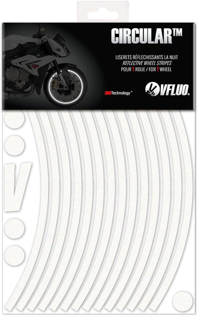VFLUO - Motorcycle Reflective Wheel Stripes kit, 1 Wheel Rim Stickers ...