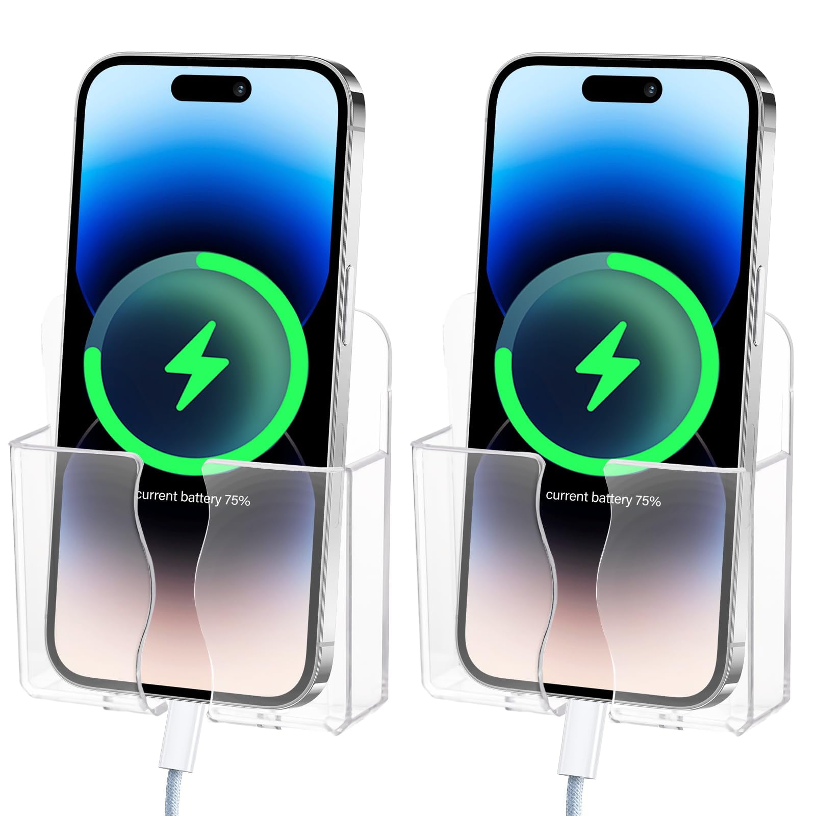 VFU 2 Pack Wall Mounted Phone Holder, Cell Phone Stand with Self ...