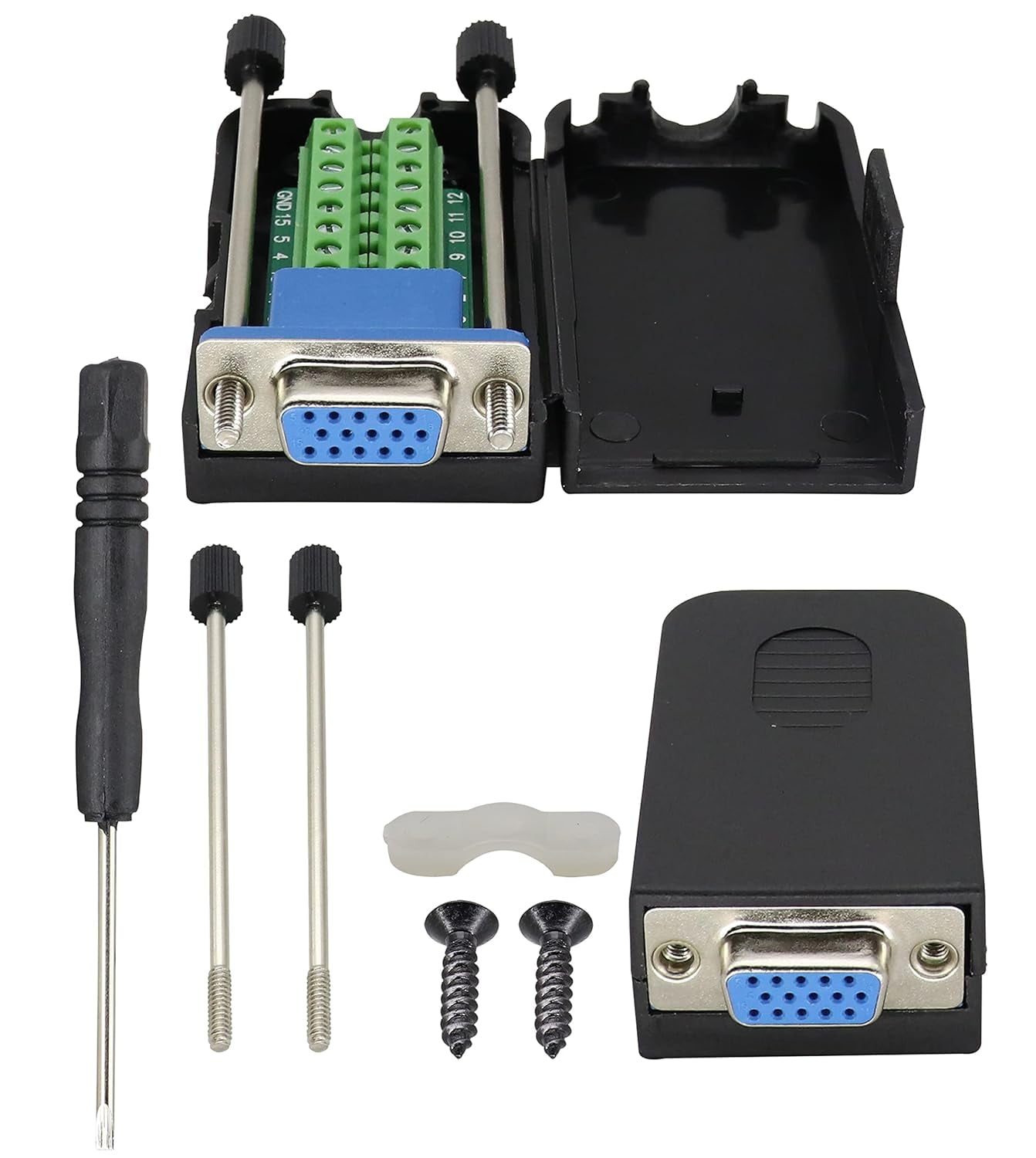 VGA Bolt Screw Adapte D-SUB DB15 VGA Female Port to 15 Pin/Way Female ...