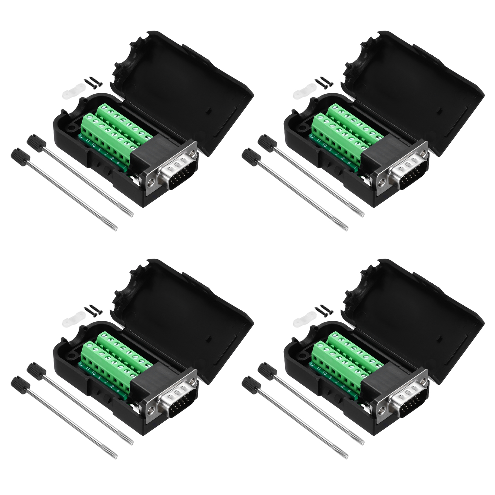 VGA Connector 15-pin 3-Row Male Solderless Serial Port Terminal ...