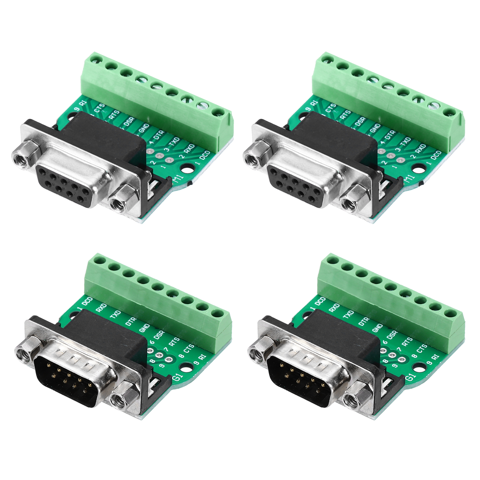 VGA Connector 9-pin 2-Row Male Female Solderless Serial Port Terminal ...