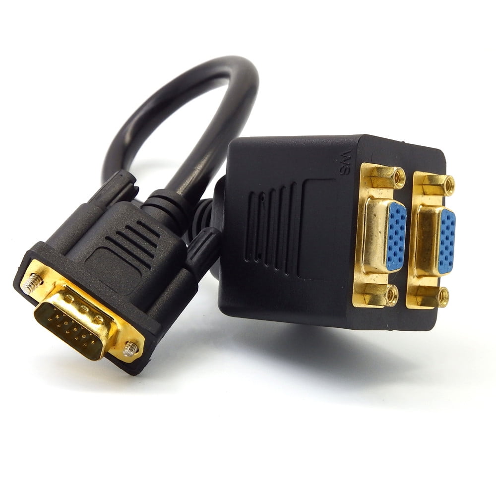 VGA Male to 2 Female Splitter Cable 30cm for Dual Monitor Display ...