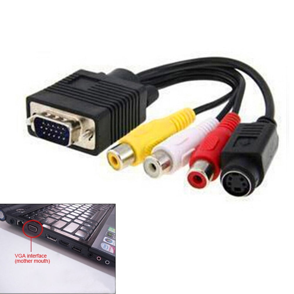 VGA SVGA to S-Video 3 RCA AV TV Out Cable Adapter Converter for PC ...