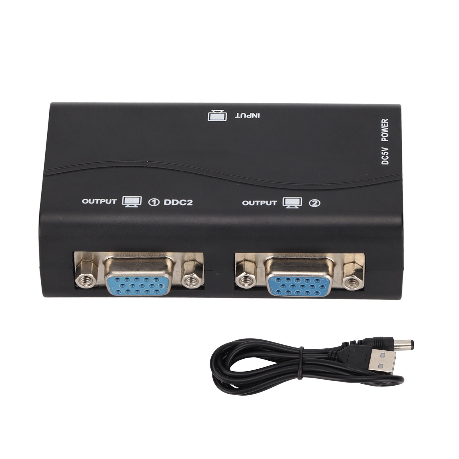 VGA Splitter 1 in 2 Out 250MHz USB Powered 1920x1440 1080P Video ...