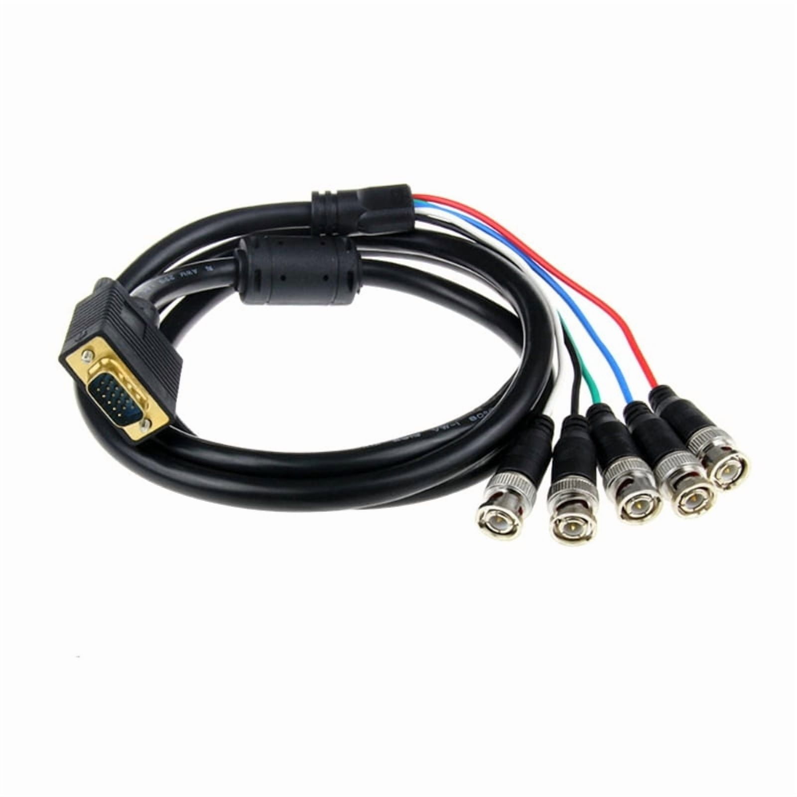 VGA To 5 BNC RGBHV Cable Bidirectional Intercommunication Coaxial High Resolution Adapter Cord ...