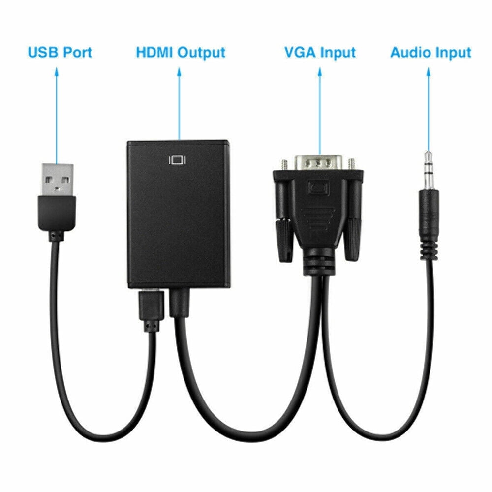 VGA To HDMI Cable Converter 1080P HD USB to Micro Power Cable for ...