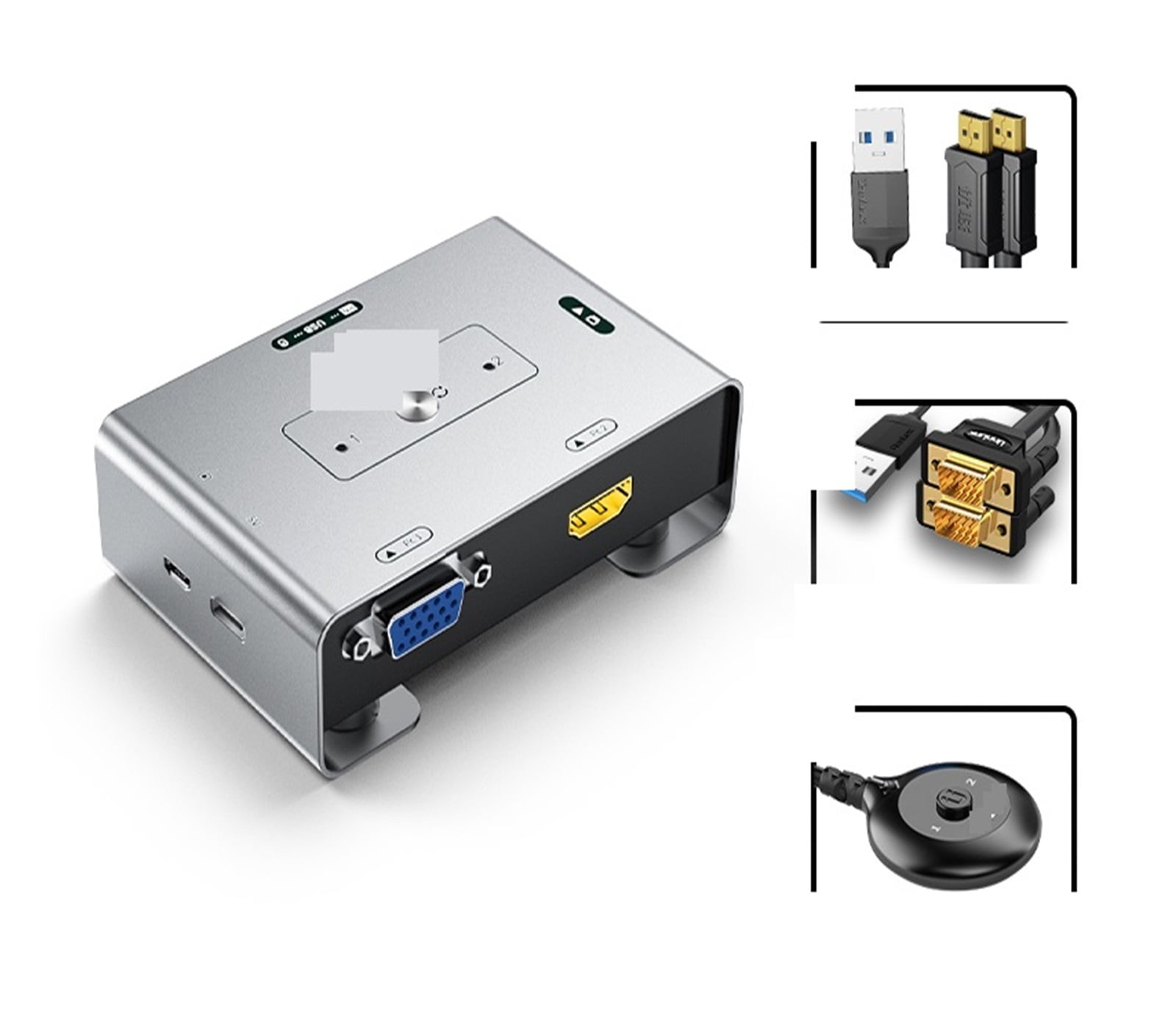 +VGA To VGA KVM Switch 2x1 1080P 60Hz Video Switcher For PC Laptop PS3 ...