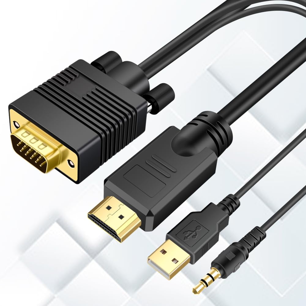 VGA to HDMI Cable 40ft with Audio, VGA to HDMI Adapter Cable Compatible ...