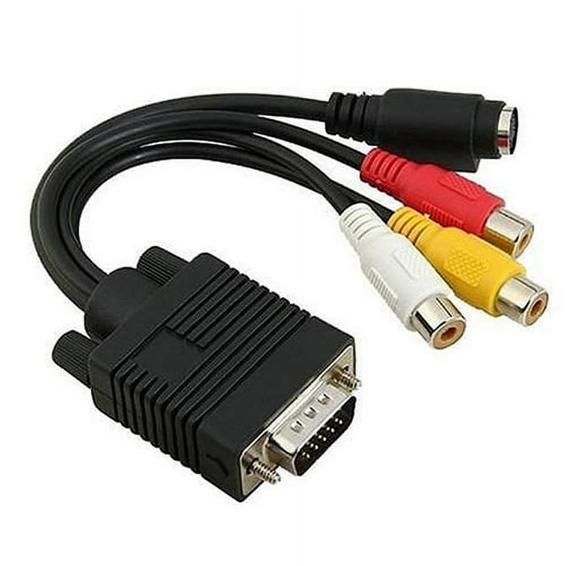 VGA to S-Video 3 RCA Composite AV TV Out Adapter Converter Cable for PC Laptop - Walmart.com