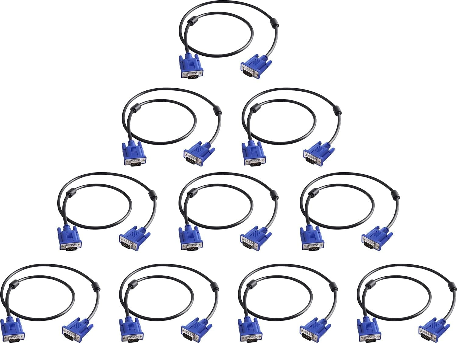 VGA to VGA Monitor Cable 10 Pack, 15 Pin Male to Male Computer Cord ...
