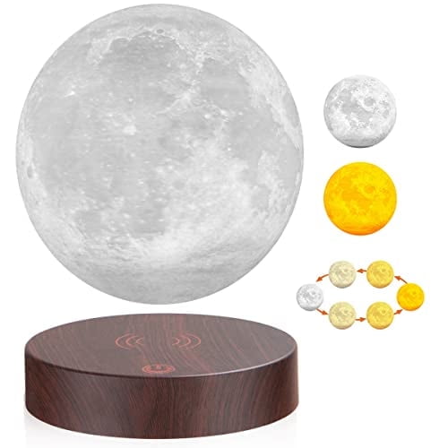 VGAzer Magnetic Levitation Floating Moon Lamp，3 Colors LED Moon Light ...