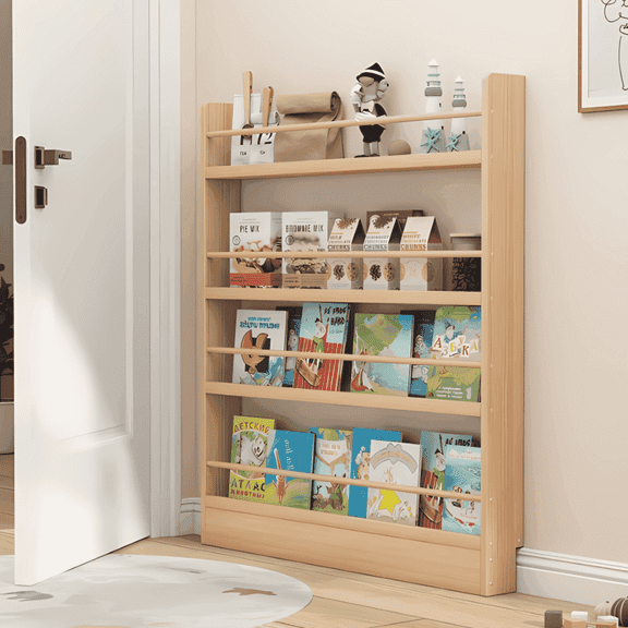 6 Tier Slim Bookshelf Wall Mount - Space Saving Behind Door Hidden ...