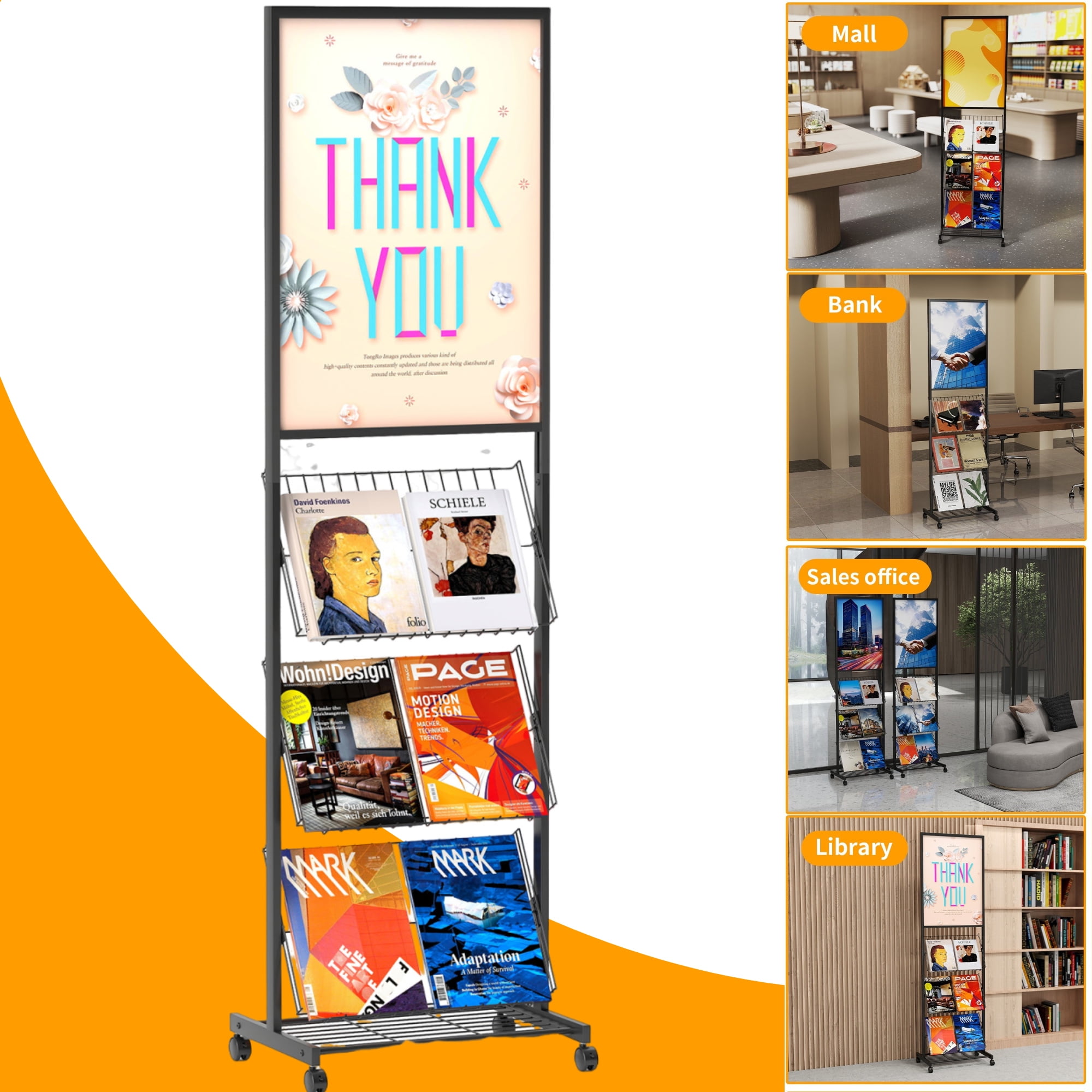 VGBYUJ Floorstanding Magazine Rack, Metal Poster Holder Floor Stand ...