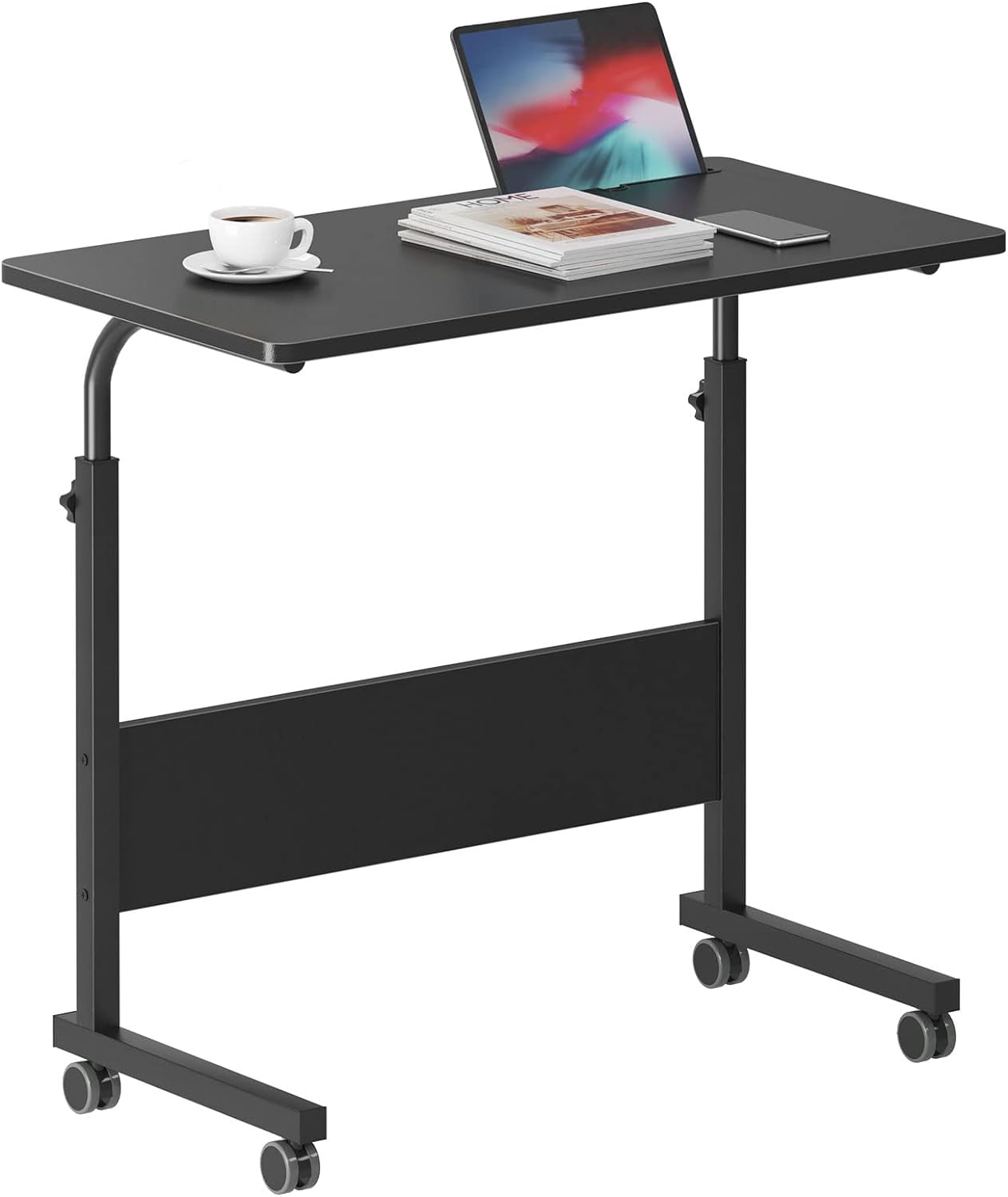 VGIVBUONJ Rolling Mobile Standing Mobile Side 23.6 Inches w/Wheels Adjustable Movable Portable ...