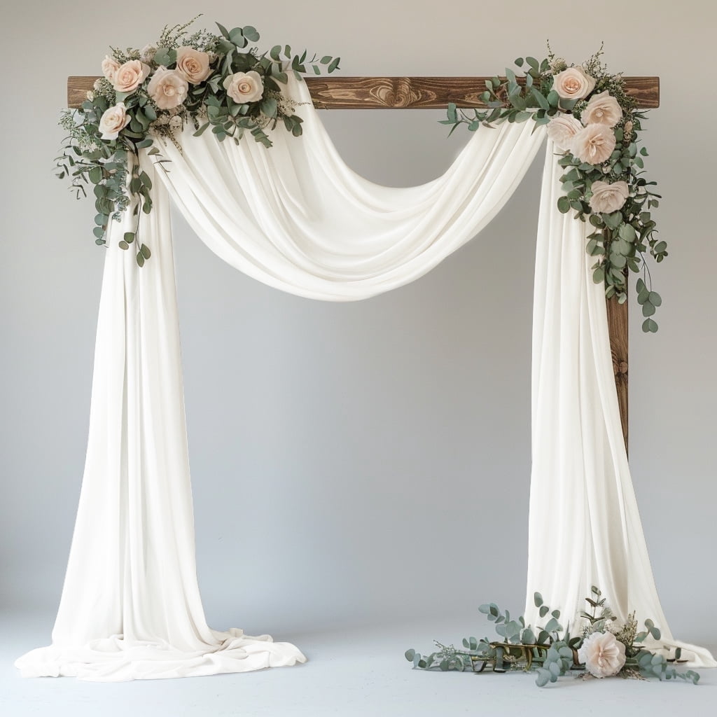 VGMiu Wedding Arch Draping Fabric 28.7" x 20FT Ivory Drapes Sheer ...