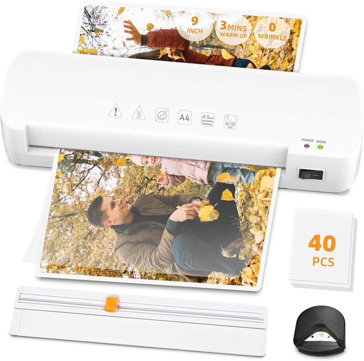 VGN Laminator Machine, 9 Inch Laminators with 40 Laminating Sheets, 2 ...
