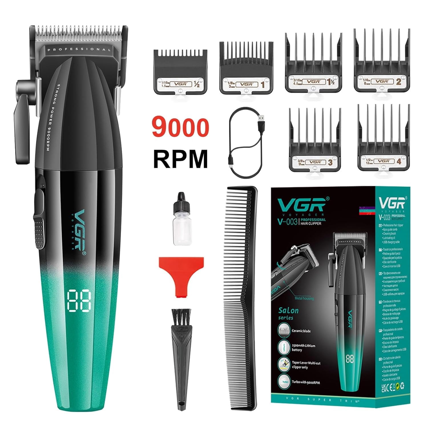 VGR, Fresh Fade Hair Clipper, Green, with LCD Display - Walmart.com
