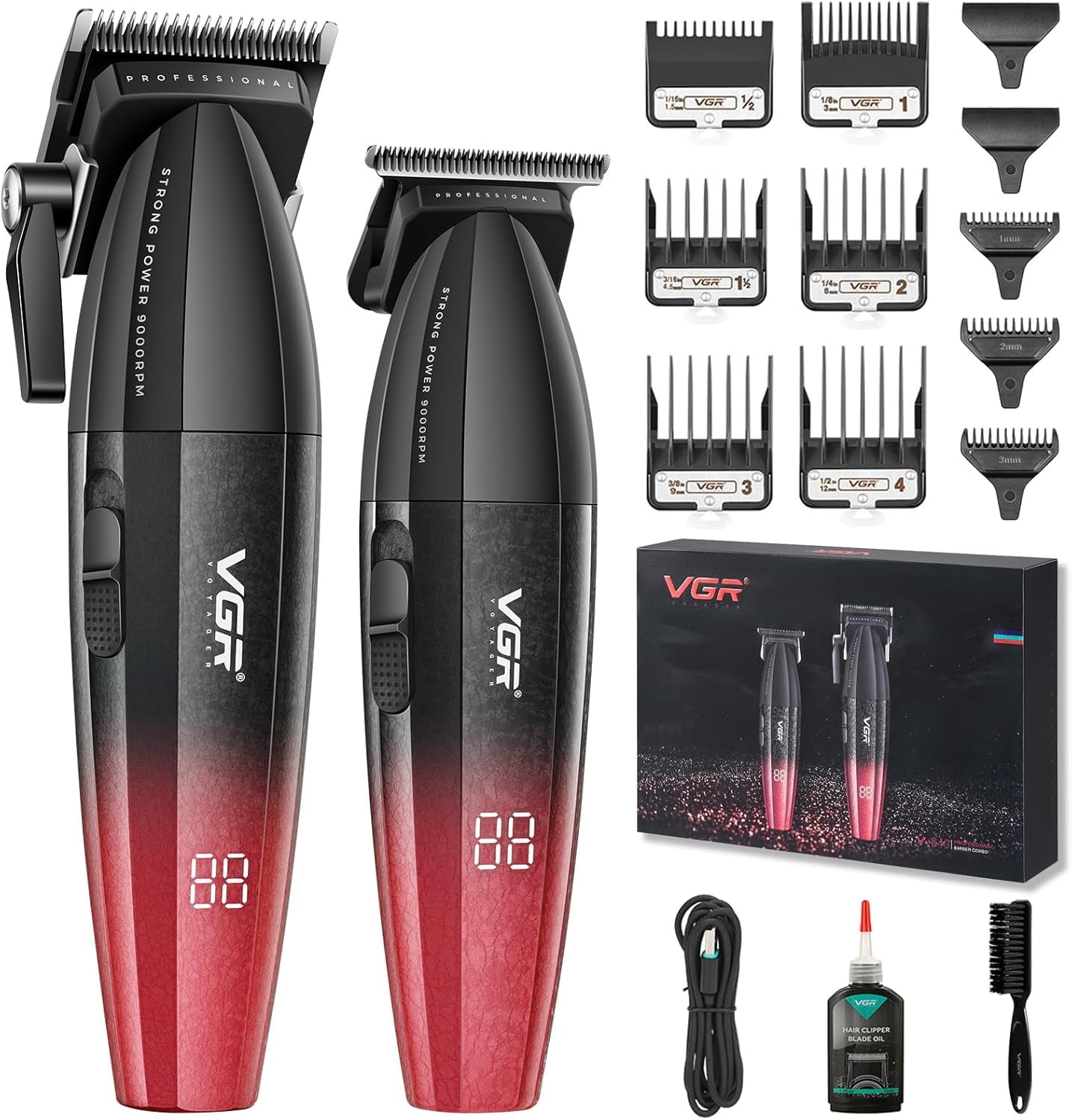 VGR 640 Professional Hair Clippers for Men, 9000RPM Cordless Barber ...