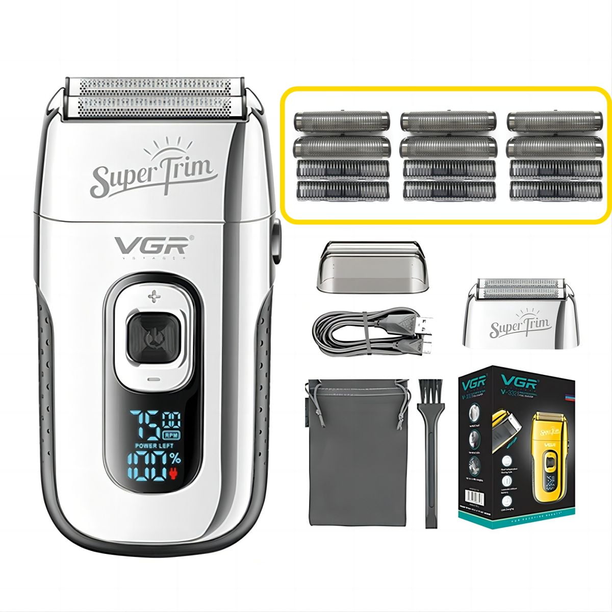 VGR Shaver Professional Face Bald Shaver Beard Trimmer Electric Razor ...